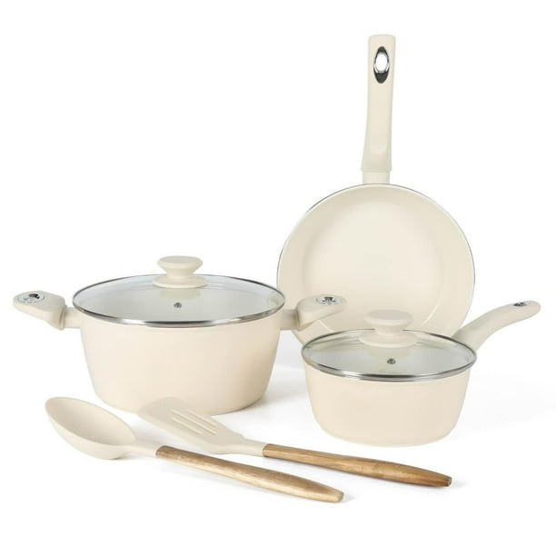 Gibson Plaza CafÃ© 7 Piece Aluminum Cookware Set, Linen with Soft Touch ...