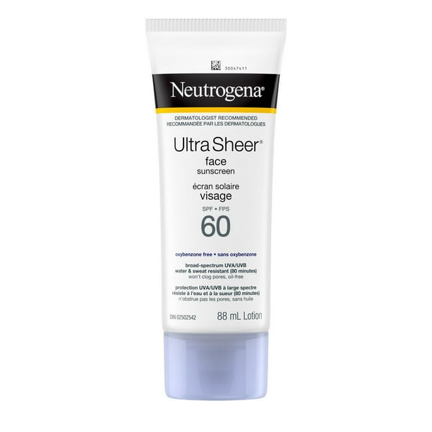 Neutrogena Ultra Sheer Face Sunscreen SPF 60, non-greasy, lightweight ...