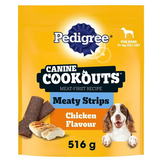 Pedigree Canine Cookouts Adult Dog Treats Meaty Strips Chicken Flavour ...