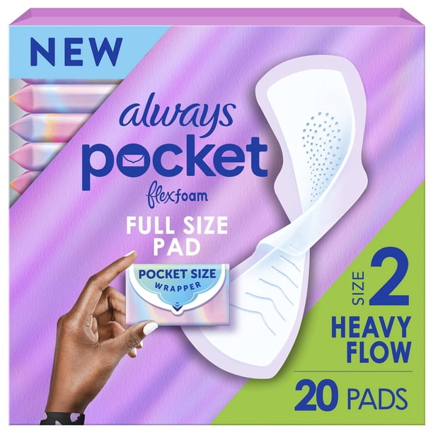 Always Pocket Feminine Pads with FlexFoam, Size 2, Heavy Flow, with ...