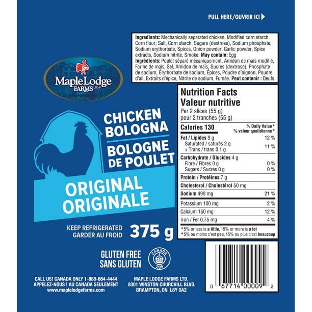 Maple Lodge Farms® Original Chicken Bologna, 375 g - Walmart.ca