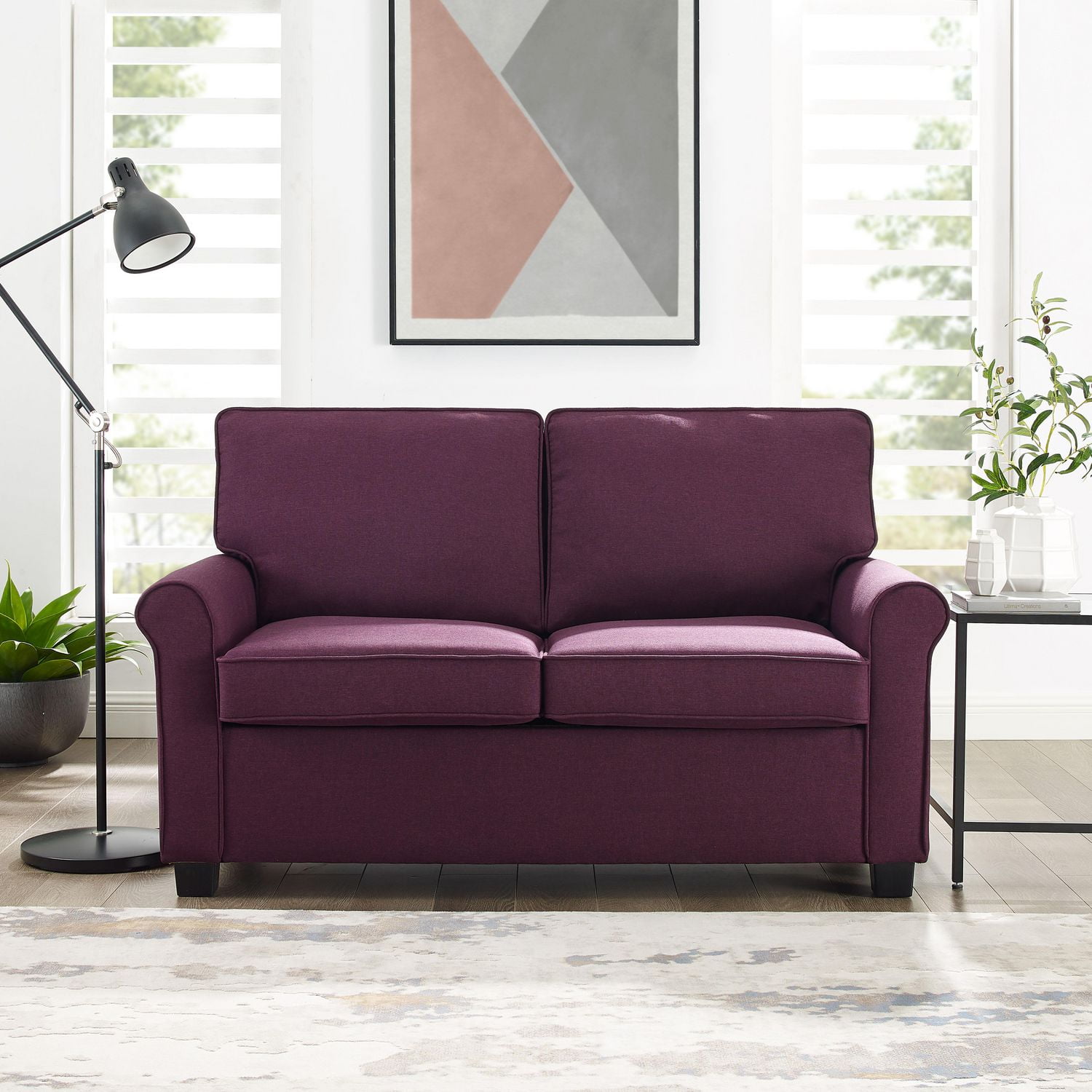 Mainstays Loveseat Sleeper w Memory Foam Mattress Walmart