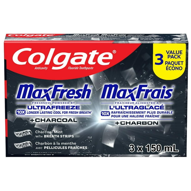 Colgate MaxFresh Mint Toothpaste with Charcoal, 3 Pack, 150 mL, 3 Pack ...