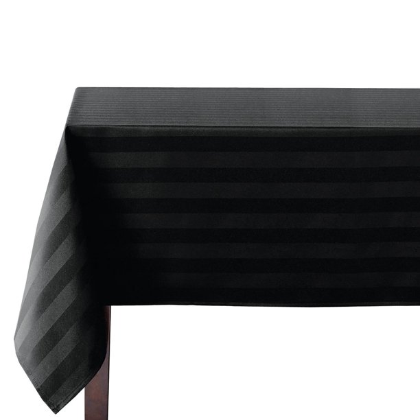 Hometrends Microfiber Stripe Tablecloth, 60" x 84" Rectangle, Black ...