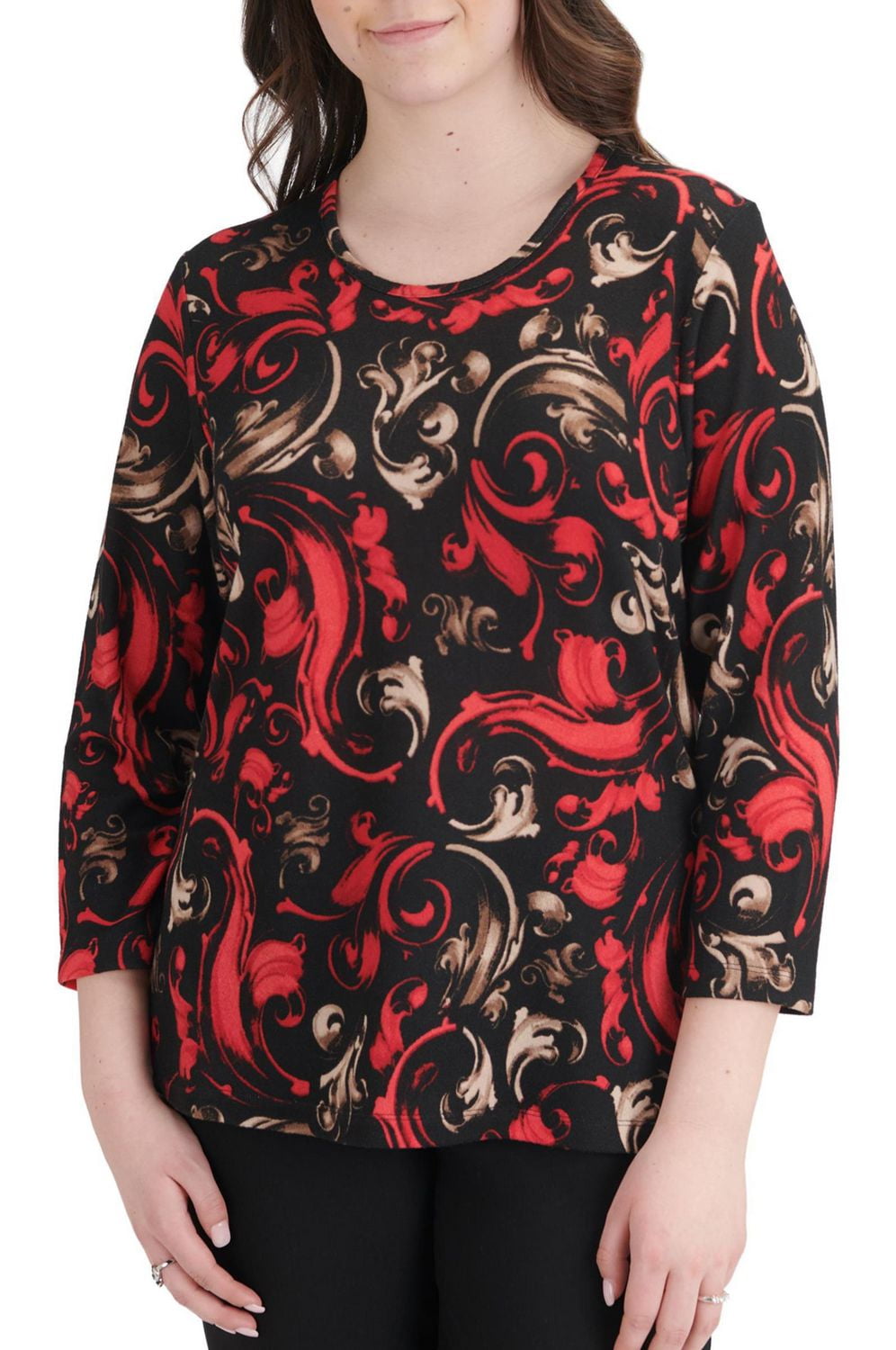 Alia Womens Plus Size 3 4 Sleeve Crew Neck Top Walmart Canada