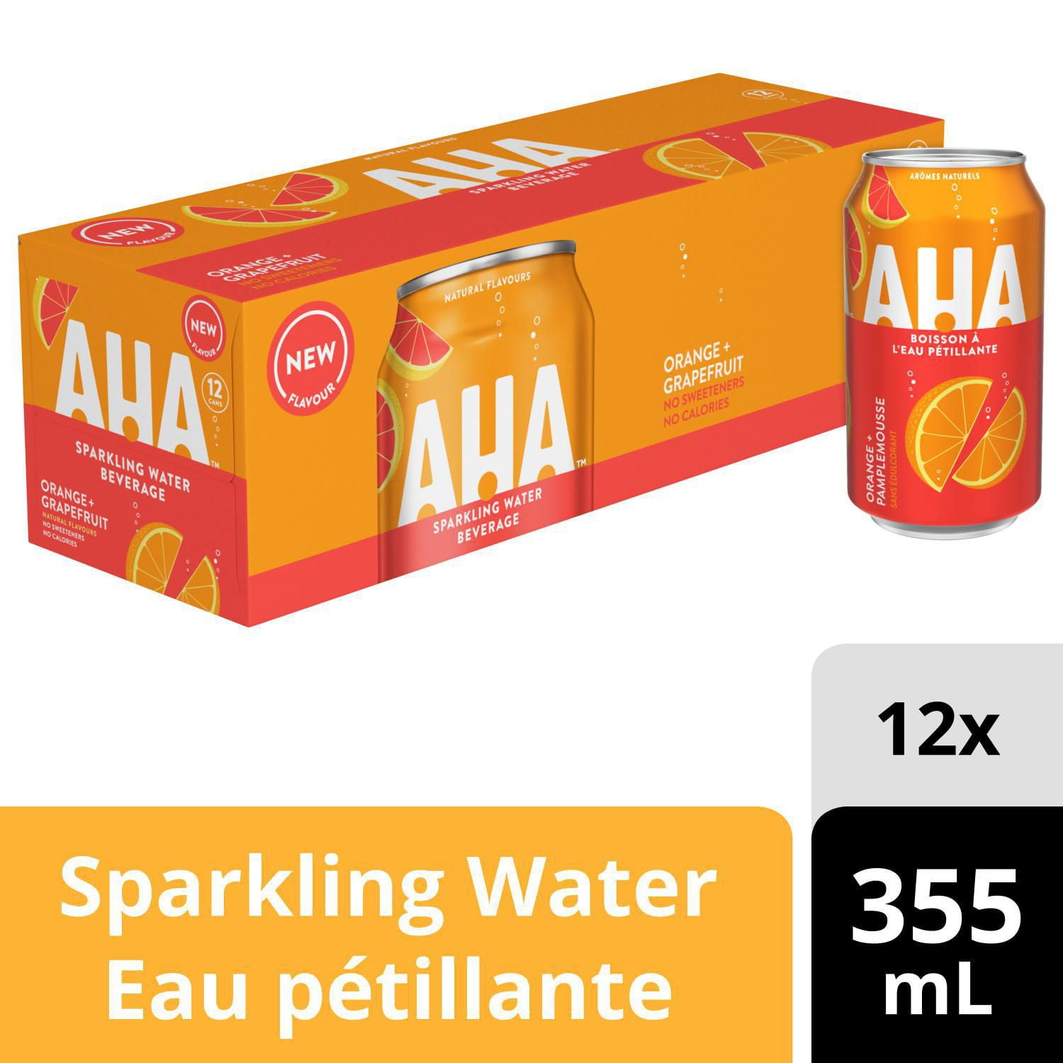 AHA Orange + Grapefruit Sparkling Water 355mL cans, 12 pack | Walmart Canada
