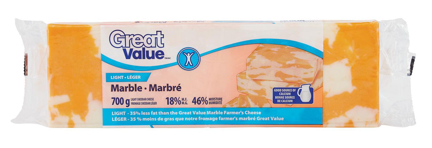 Great Value Light Marble Cheese Block | Walmart Canada