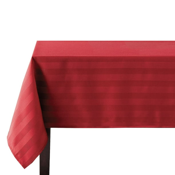 Hometrends Microfiber Stripe Tablecloth, 60" x 102" Rectangle, Red ...