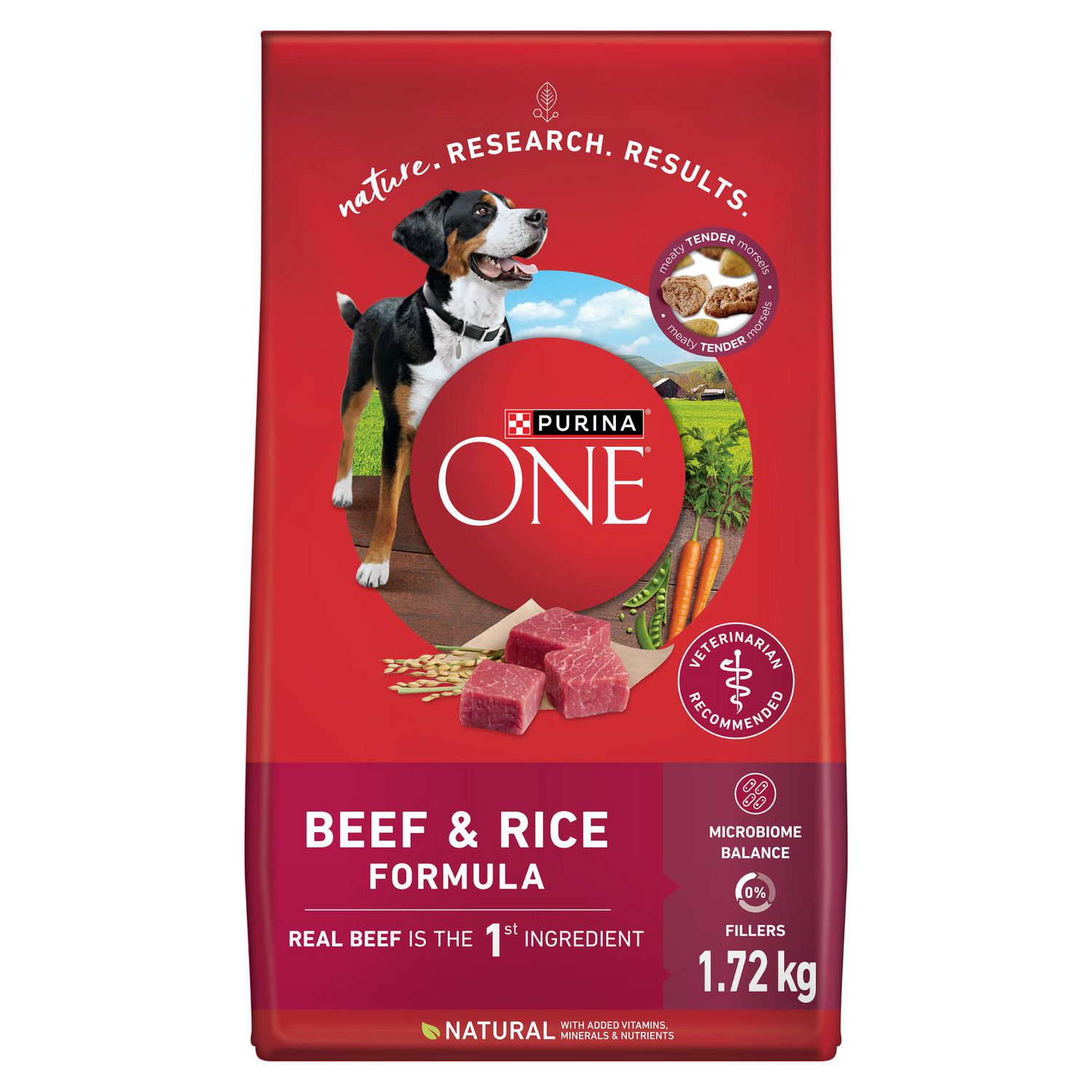 Purina ONE Microbiome Balance Beef & Rice Formula, Dry Dog Food, 1.72 ...