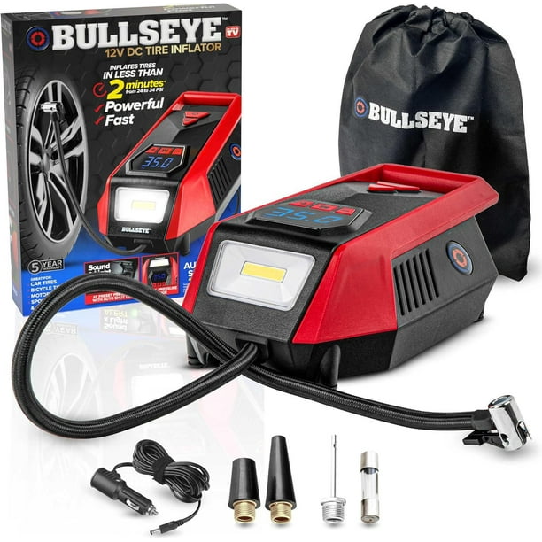 Bullseye 12V DC Tire Inflator - Rapid 2 Minute Inflation, Auto Shut-Off ...