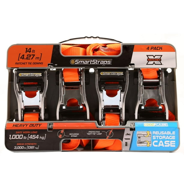 14' 3000 lb RatchetX Ratchet Tie Down 4 Pk Orange, Pack of 4 - Walmart.ca