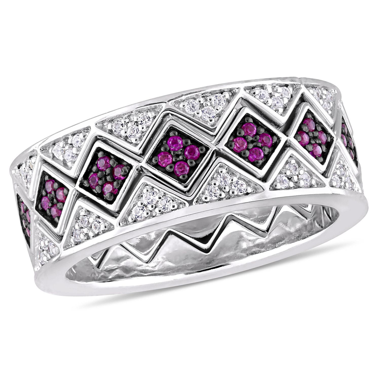 Click here for Miabella Created Ruby And Created White Sapphire S... prices