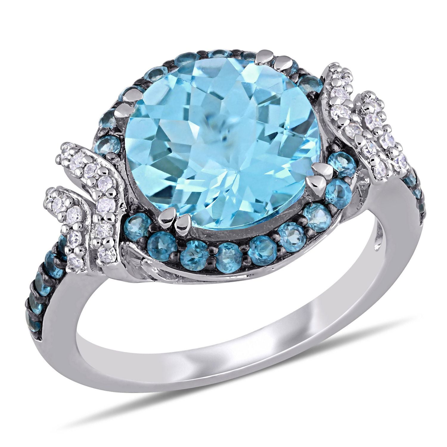 Click here for Miabella Blue Topaz And 1/8 Carat T. W. Diamond St... prices