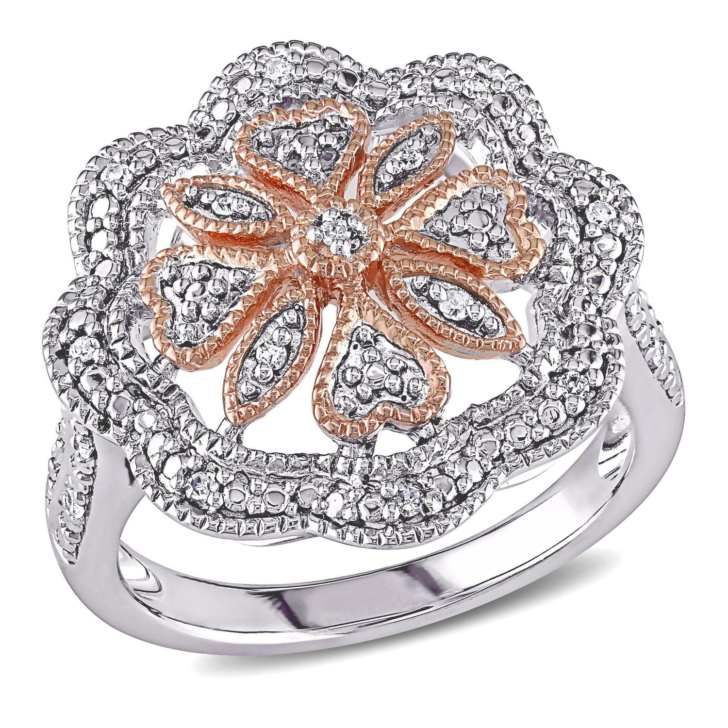 Click here for Miabella 1/10 Carat T. W. Diamond Two-Tone Sterlin... prices