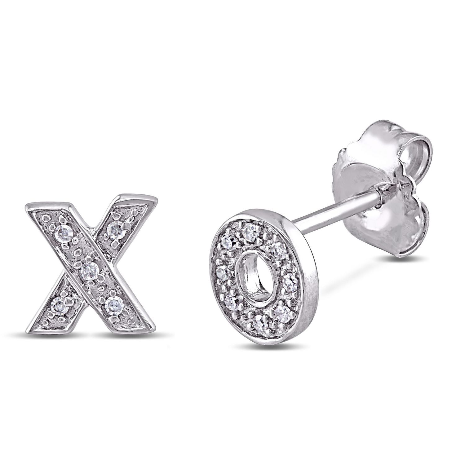 Click here for Miabella Diamond-Accent Sterling Silver Xo Stud Ea... prices