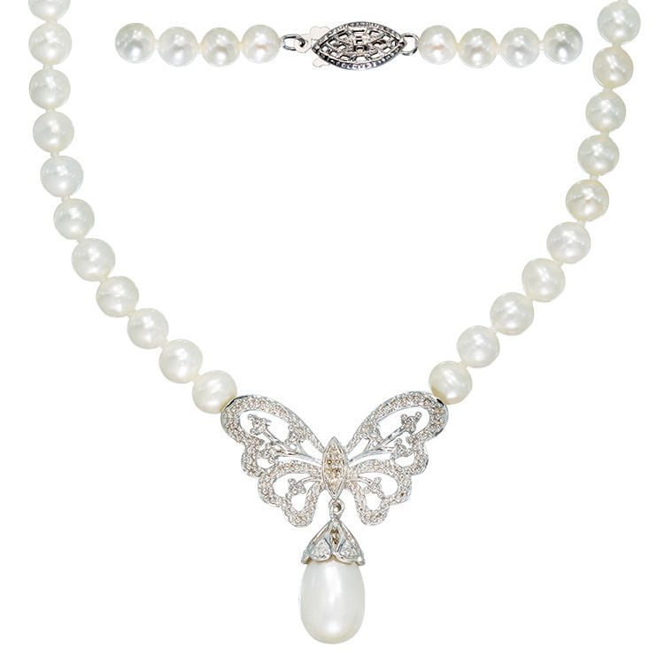 Simply Pearl Collection-Sterling Silver 18" Cultured Freshwater Pearl ...