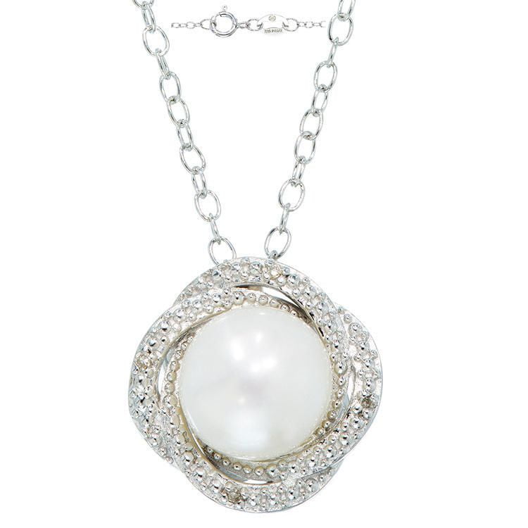 Simply Pearl Collection-Sterling Silver Pendant w/ 8MM Cultured ...