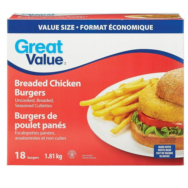Great Value Breaded Chicken Burgers - Walmart.ca