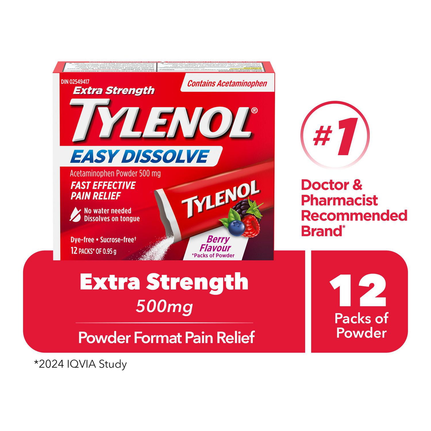 Extra Strength Tylenol Easy Dissolve, 500 mg Acetaminophen Pain ...