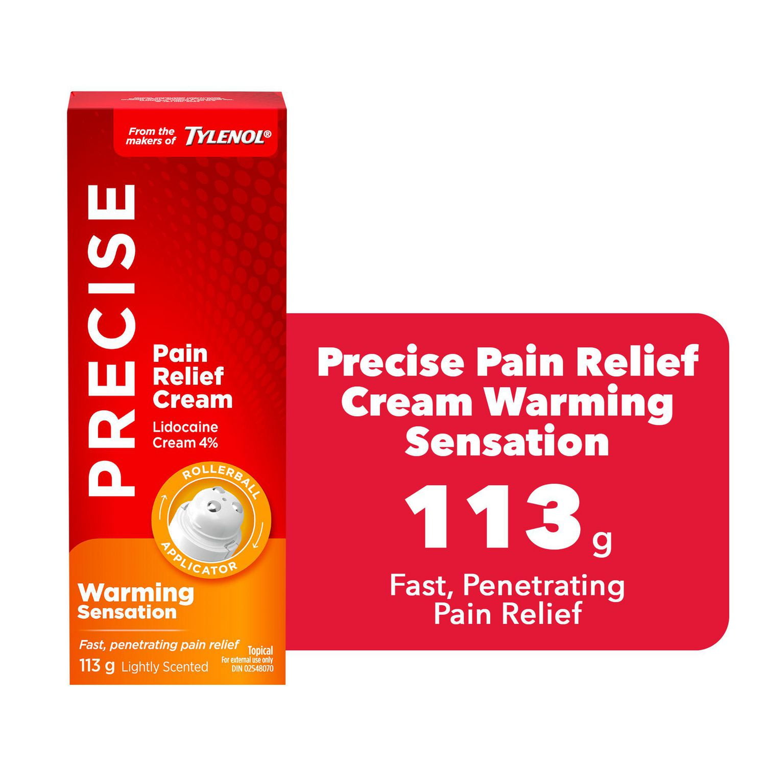 Precise Pain Relief Cream with Warming Sensation, 4% Lidocaine, Fast ...