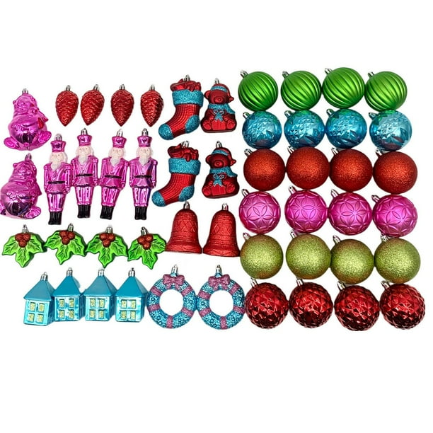 Holiday Time 50-Count Iconic Symbols of Christmas Shatterproof ...