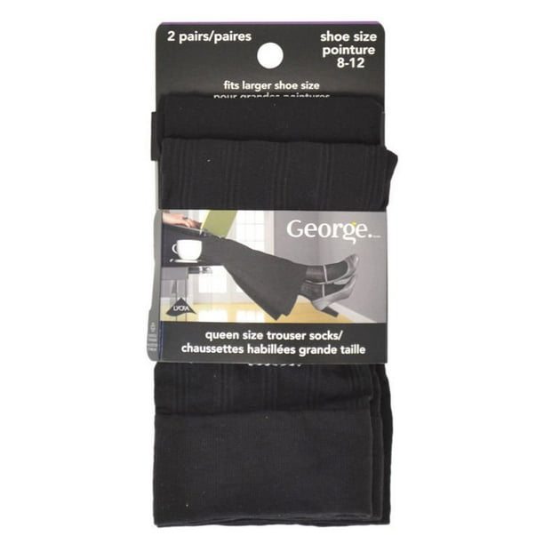 George Ladies Queen Size Black Mesh Rib Trouser Sock - 2 Pairs - Walmart.ca