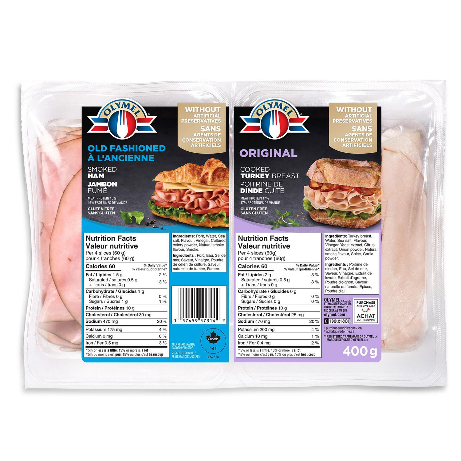 Olymel Duo-Pack Old Fashioned Old Fashioned Smoked Ham And Cooked ...