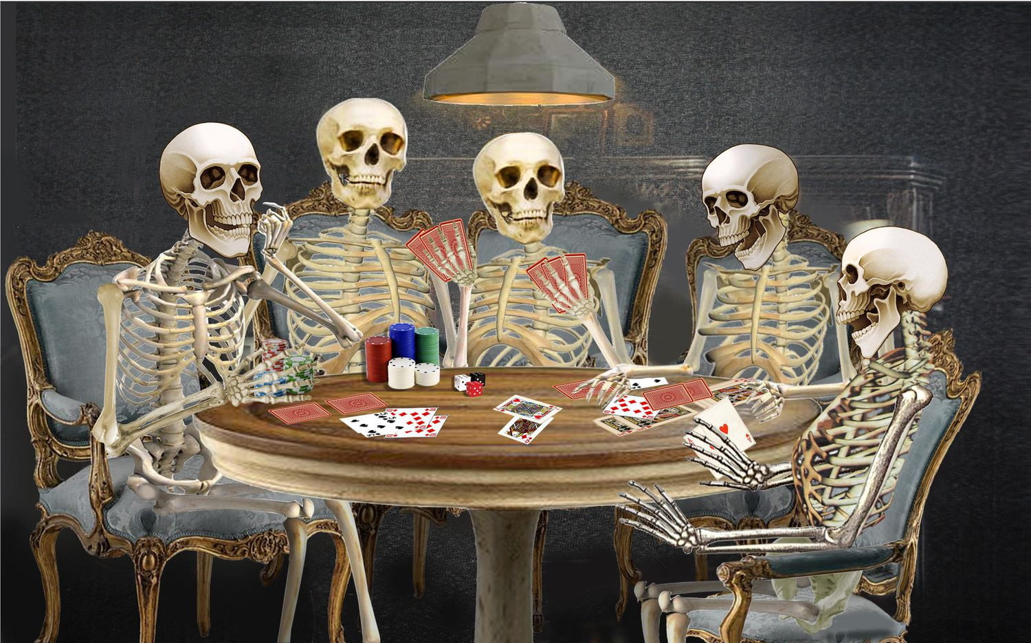 Way To Celebrate Halloween 15in Metal Sign - Skeleton Poker | Walmart ...