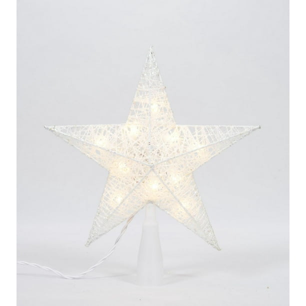 Holiday Time White Star Tree Topper with Clear Incandescent Lights, 9 ...