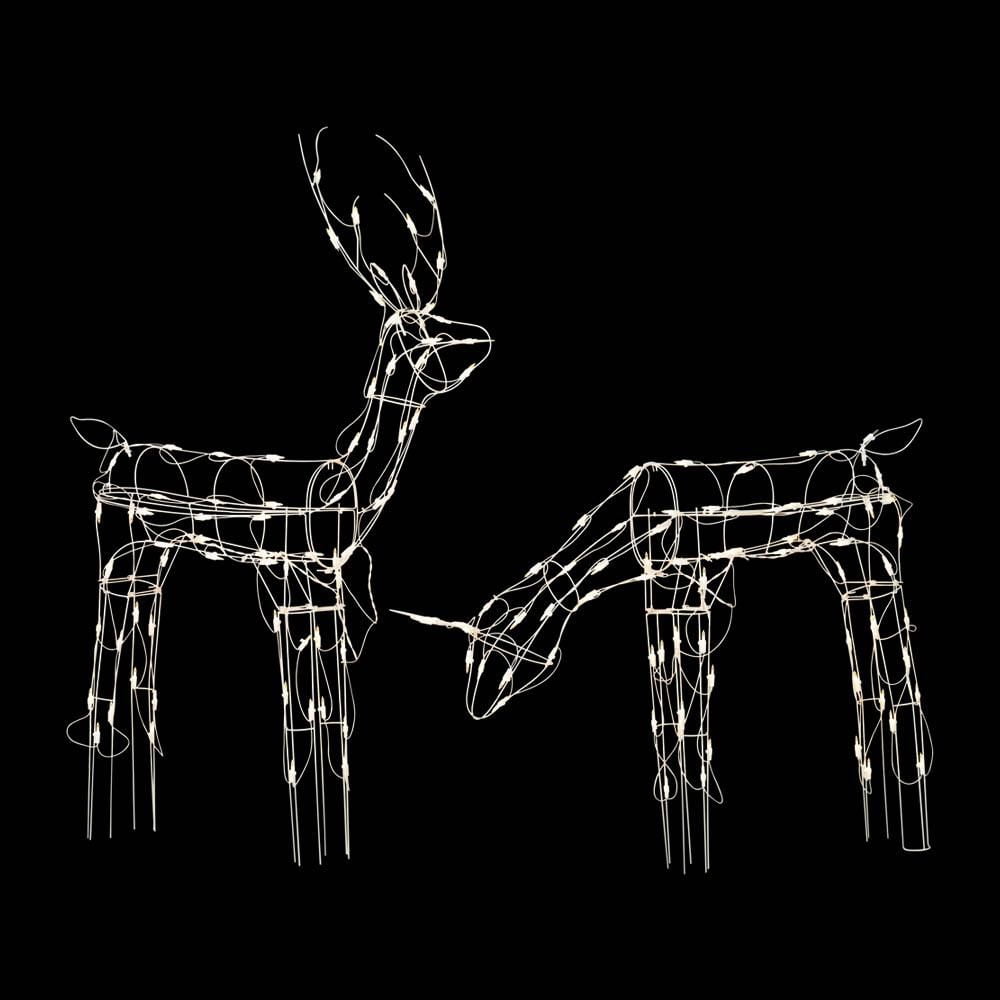 Holiday Time 2-Piece Lighted White Wire Deer Set, with 140 LED Lights ...