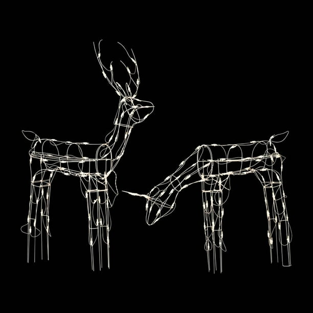 Holiday Time 2-Piece Lighted White Wire Deer Set, with 140 LED Lights ...