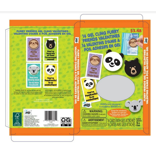 Way to Celebrate 16CT Cling Furry Friends Valentines Kiddie Cards ...