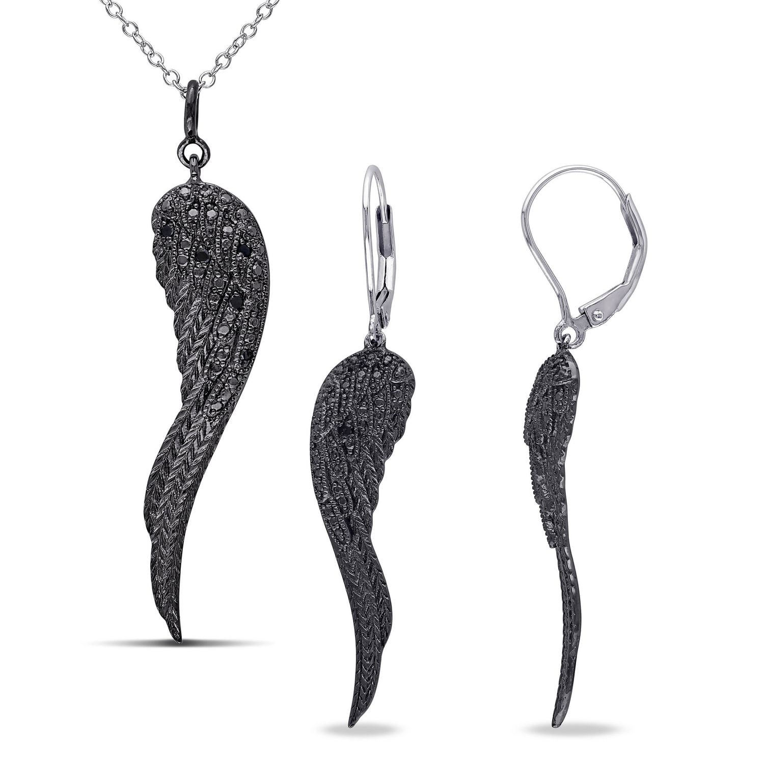 Click here for Asteria Black Diamond-Accent Sterling Silver Angel... prices