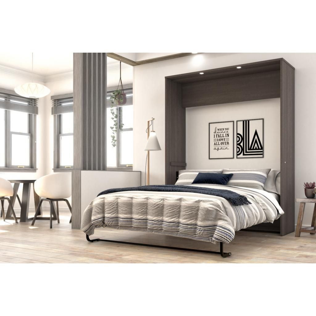 Cielo by Bestar Queen Wall Bed in Bark Gray and White | Walmart Canada