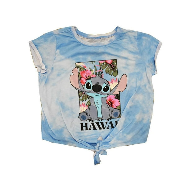 Ladies Plus Disney Lilo & Stitch Hawaii Stitch Smile Front Tie Top ...