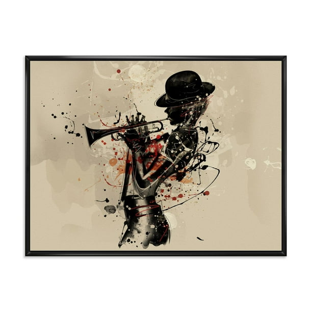 Designart Woman Playing Jazz Trumpet FLOAT FRAME WALL ART - Walmart.ca