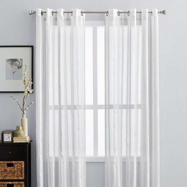 hometrends Sheer White Vertical Striped Window Panel - Walmart.ca