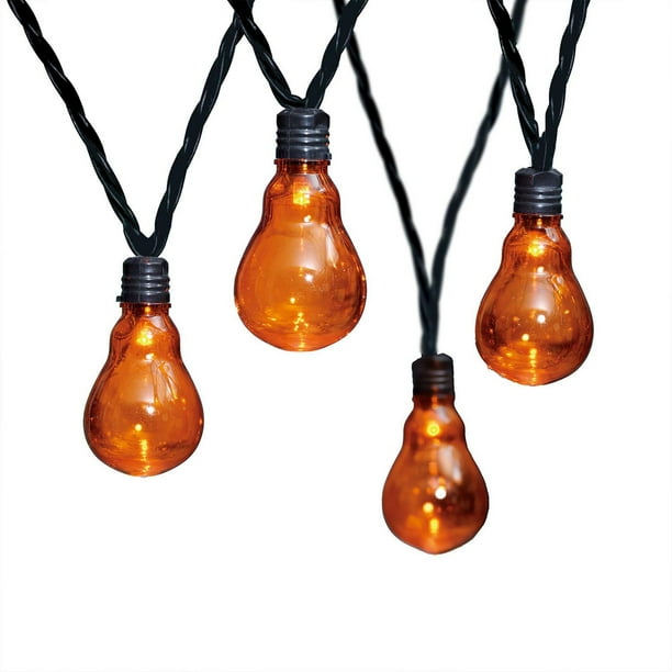 Way to Celebrate Halloween 10-Count Indoor Outdoor Orange LED Edison ...