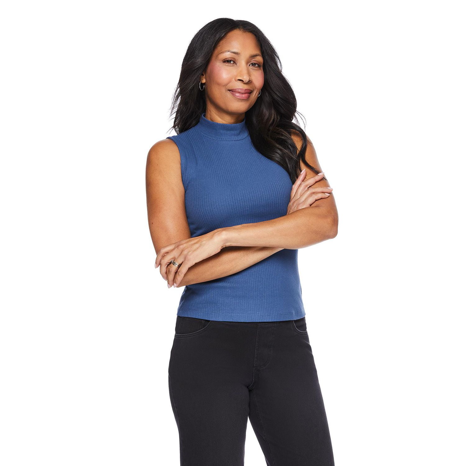 Click here for Iyla Womens Mock Neckline Rib Top L prices