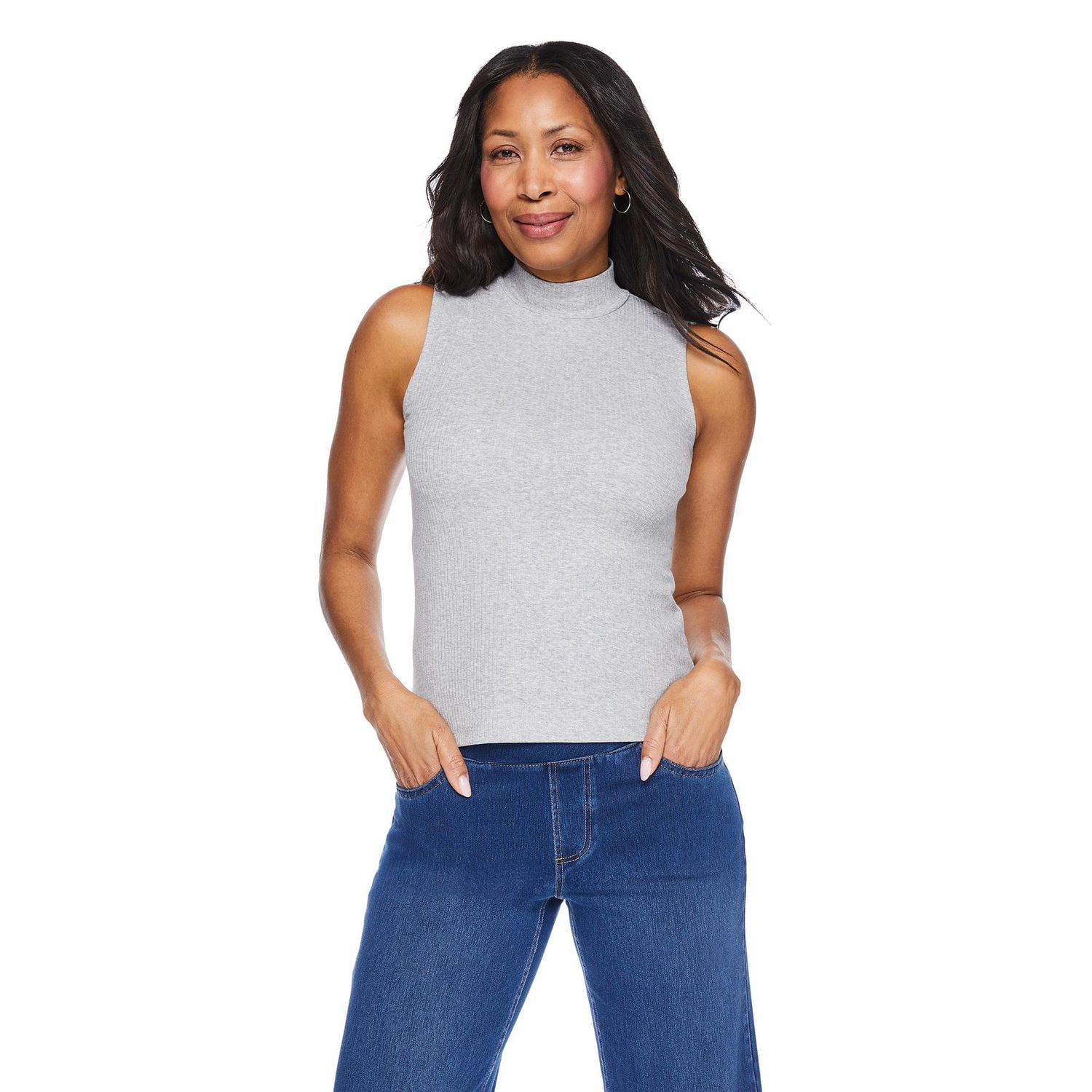 Click here for Iyla Womens Mock Neckline Rib Top L prices