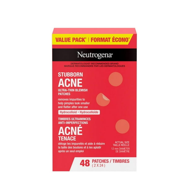 Neutrogena Stubborn Acne Blemish Patches, Hydrocolloid Spot Treatment ...