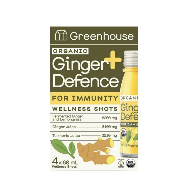Greenhouse Ginger Defence For Immunity Wellness Shots (4 Pack), 4 x 60 ...