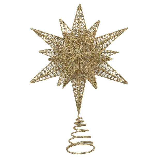 Holiday Time Gold Glitter Wire Star Christmas Tree Topper, Gold Star ...