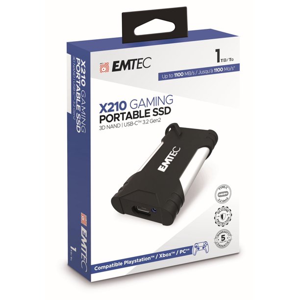 Emtec 1TB Portable Solid State Drive - Black, Emtec X210G GAMING SSD ...
