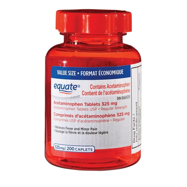 Equate Comprimés d’acétaminophène 325 mg 200 Caplets - Walmart.ca
