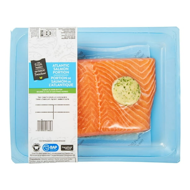 Your Fresh Market Atlantic Salmon Portion with Garlic & Herb Butter, 1 ...
