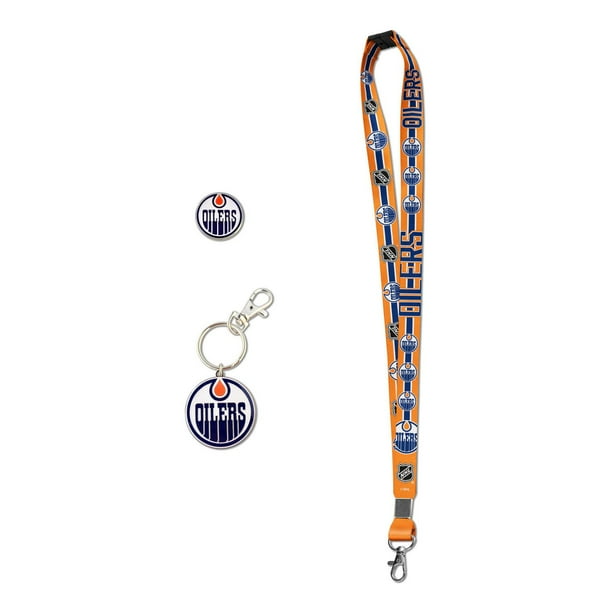 The Sports Vault NHL Licensed Edmonton Oilers Lanyard Pin & Keychain ...