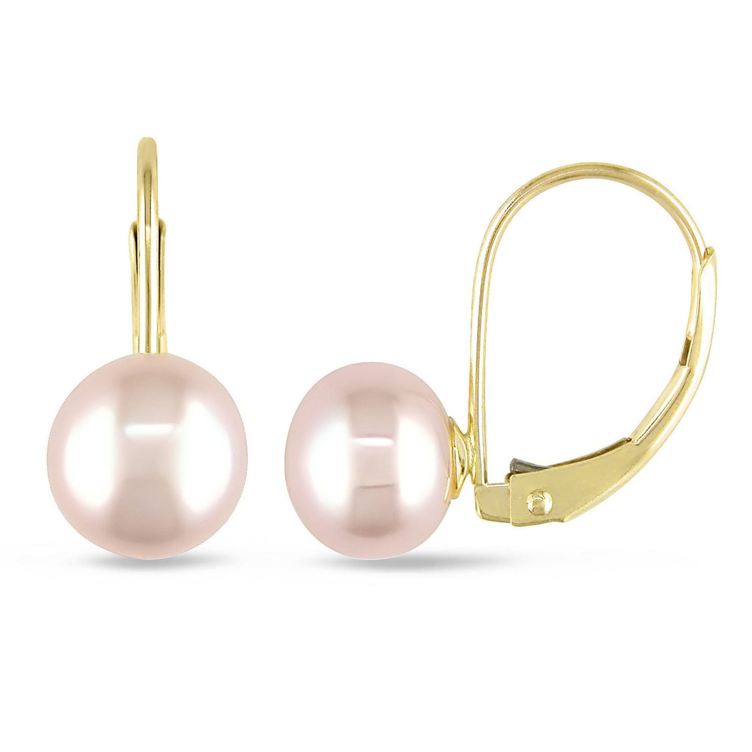 Tangelo 7-7.5mm Pink Cultured Freshwater Pearl 10 K Yellow Gold Drop ...