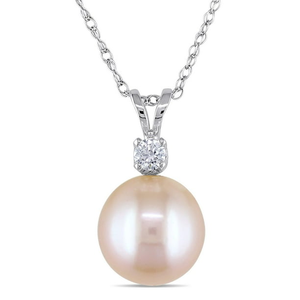 Tangelo 9-9.5mm Pink Cultured Freshwater Pearl and 1/8 Carat T.G.W ...