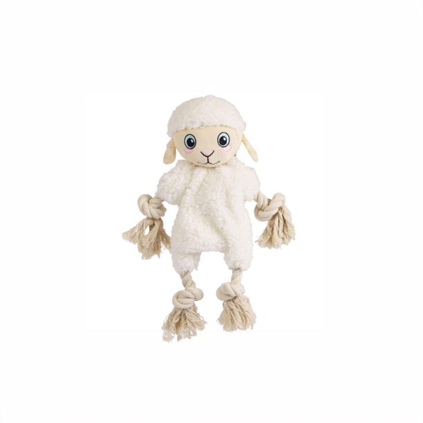 One Paw, Lamb Rope Dog Toy with Squeaker and Durable Stitching, One Paw ...